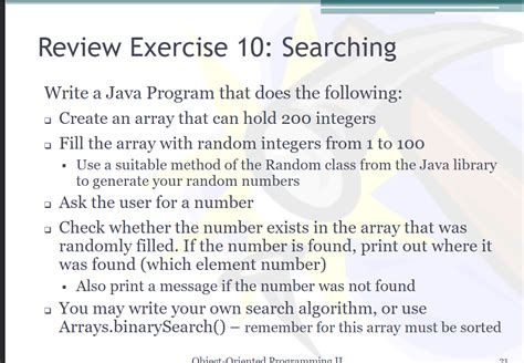 Solved Review Exercise 10 Searching Write A Java Program Chegg