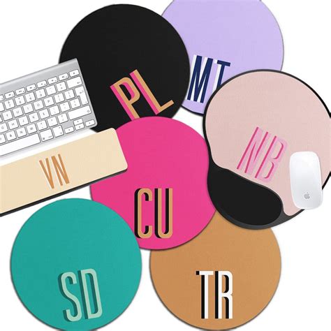 Personalized Initial Mouse Pads Custom Wrist Rest Initial Gel