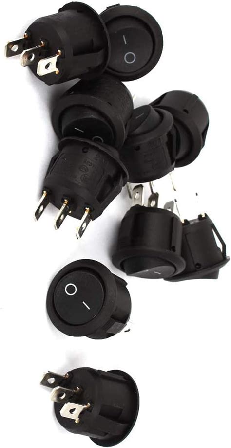 Amazon Com Aexit 10 Pcs Wall Switches 3 Pin ON ON I O SPDT 2 Positions Round Rocker Switch 6A