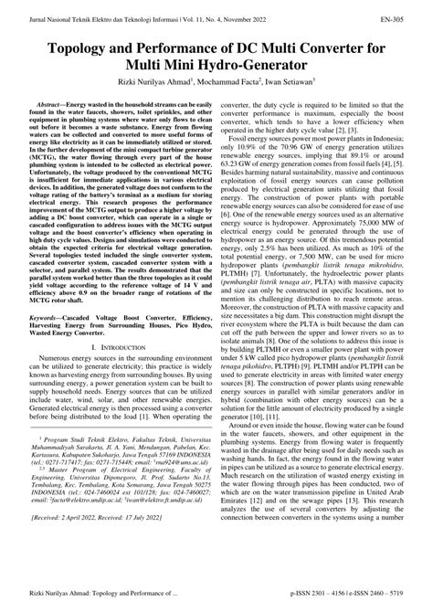 Pdf Topologi Dan Kajian Kinerja Multi Konverter Arus Searah Untuk Multi Generator Hidro Mini