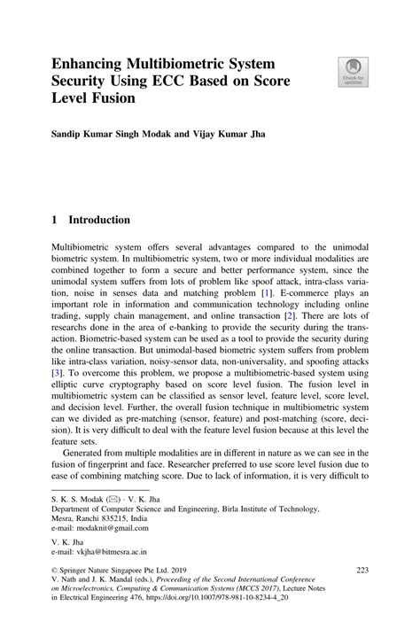 Pdf Enhancing Multibiometric System Security Using Ecc Based On Score Level Fusion