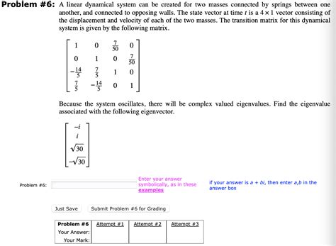 Solved A Linear Dynamical System Can Be Created For Two