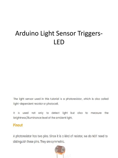Arduino Light Sensor Triggers Led Pdf