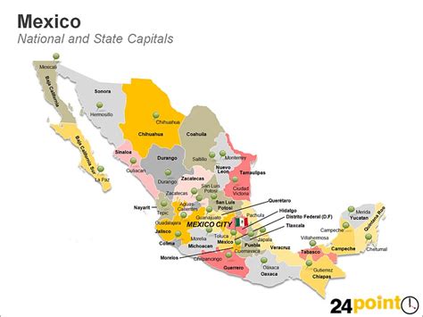 Mexico Map With States And Capitals Mapa Politico Mexico Vector Images