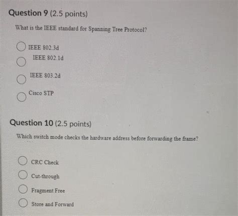 Solved Question 9 2 5 Points What Is The IEEE Standard For Chegg Com