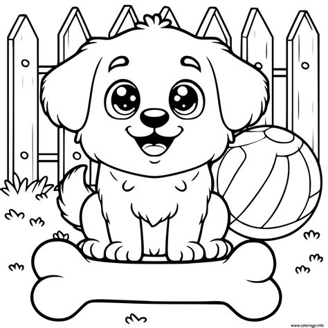 Coloriage Chien Puppy Avec Un Os Et Un Ballon Pret A Jouer Dessin Chien Imprimer