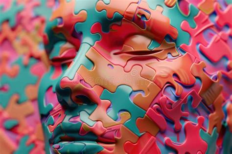Puzzle Pieces Forming A Colorful Human Face Stock Illustration Illustration Of Imagination