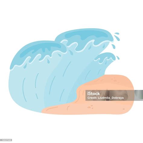 쓰나미와 해안 배경 벡터 그림이 있는 자연 재해 구성 쓰나미 파도 지구 온난화 기후 변화 자연 재해 재앙 0명에 대한 스톡 벡터 아트 및 기타 이미지 Istock