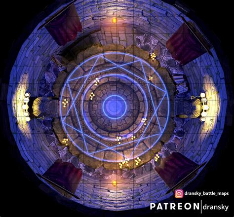 Small Mage Towermagic Shoppe 3rd Floor Battlemap 14x13 Circle