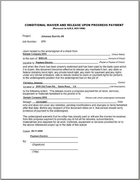 04 03 03 21 Lien Waiver CP Report Form Conditional Progress