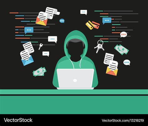 Cyber Theft Hacker Stealing Login Credentials Vector Image