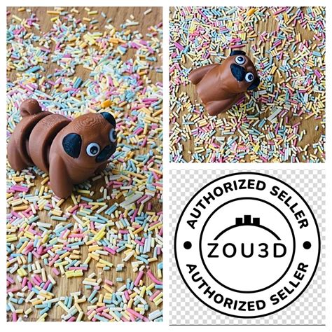 3d Printed Articulated Mini Wigglet Pug Available In 2 Sizes Collectables Fidget Toys