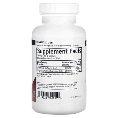 Kirkman Labs 완충형 산화마그네슘 180mg 캡슐 250정