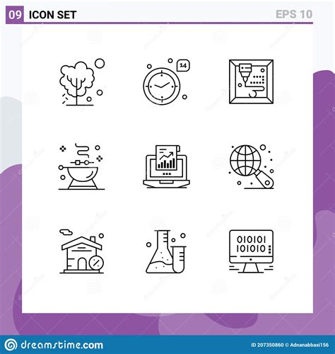 Sales Analytics Line Icons Collection Metrics Forecasting Insights Kpis Dashboards