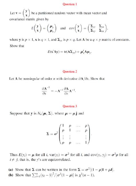 Solved Question Let Covariance Matrix Given By A Be A Chegg