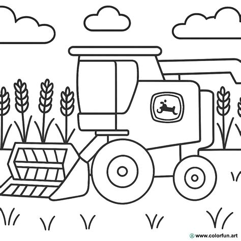 Coloriage Dune Moissonneuse Batteuse John Deere à Télécharger Ou à Imprimer Gratuitement
