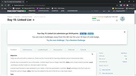 Hackerrank 30 Days Of Code Day 15 C Solution And Concepts Youtube