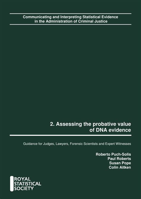 Pdf Practitioner Guide No 2 Assessing The Probative Value Of Dna Evidence Guidance For