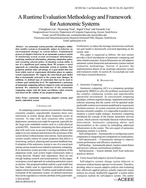 A Runtime Evaluation Methodology And Framework For Autonomic Systems Pdf