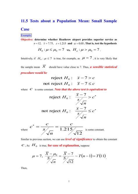 115 Hypothesis Test Small Sample