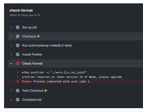 Prettier Failing On CI Due To Old Nodejs Version Issue 632