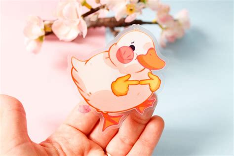 Cute Shy Uwu Duck Vinyl Sticker Waterproof And Very Durable Etsy