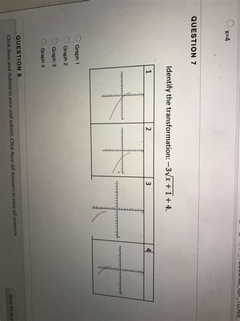 solved x 4 question 7 identify the transformation 3vx 1 4