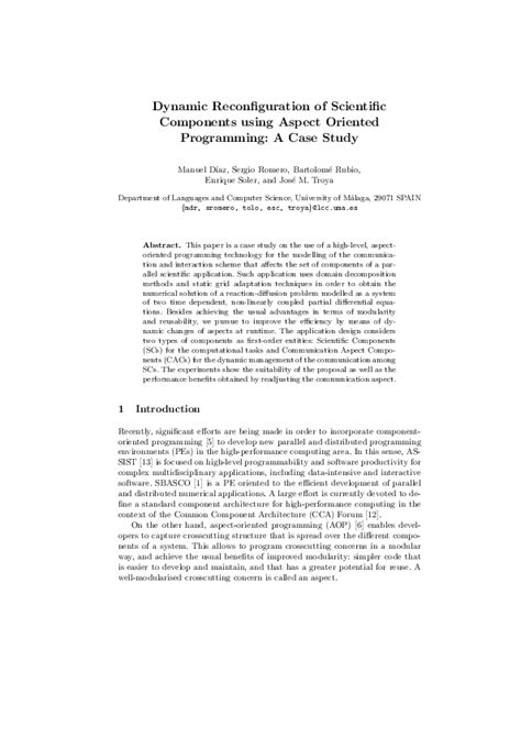 Pdf Dynamic Reconfiguration Of Scientific Components Using Aspect
