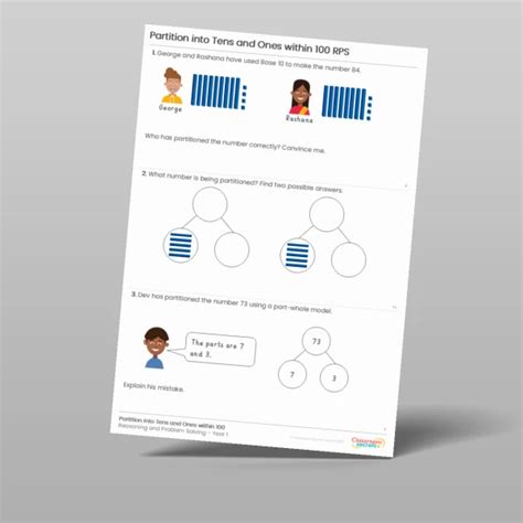 Year 1 Partition Into Tens And Ones Within 100 Reasoning And Problem Solving 2 Resource