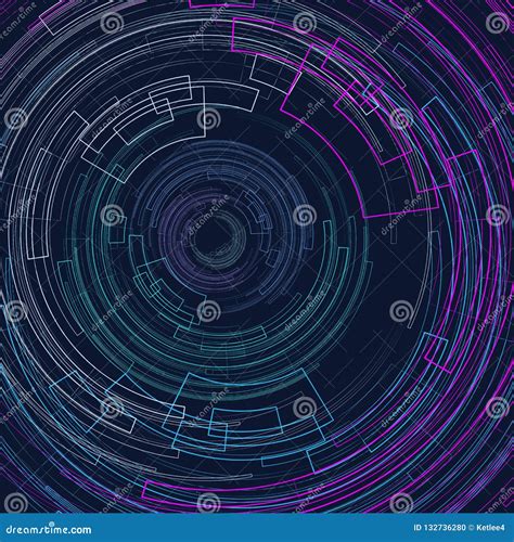 Abstract Geometric Background With Concentric Circles Bright Circles On