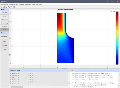 Featool Multiphysics Documentation Axisymmetric Fluid Flow
