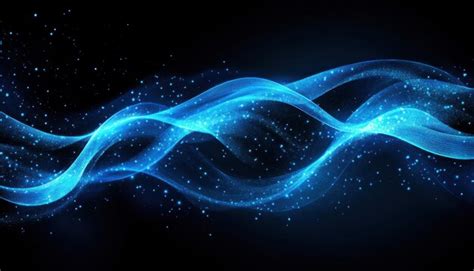 Abstract Blue Wave Patterns With Glowing Particles On A Dark Background Premium Ai Generated Image