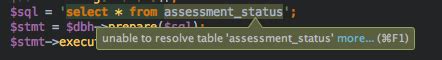 Mysql Unable To Resolve Valid Table In Phpstorm Stack Overflow