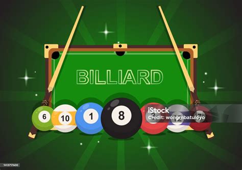 당구 게임 손으로 그린 만화 플랫 배경 일러스트 레이 션 스포츠 클럽의 스틱과 당구공이있는 당구장 Championship에 대한 스톡 벡터 아트 및 기타 이미지 Istock