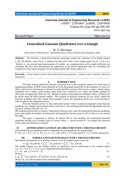 PDF Generalised Gaussian Quadrature Over A Triangle