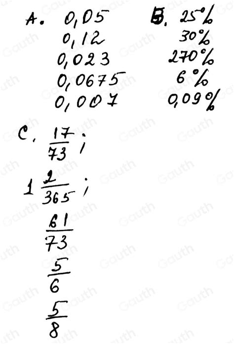 Solved A Express The Following Percent In Decimal Form B