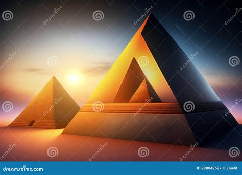 A Unique Pyramid Shape Composed Of Three Connected Triangles Creating