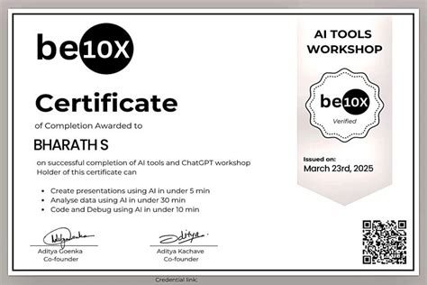 Ai Machinelearning Be10x Continuouslearning Techskills Bharath S