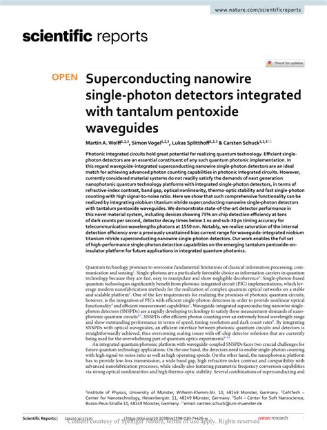 Pdf Superconducting Nanowire Single Photon Detectors Integrated With