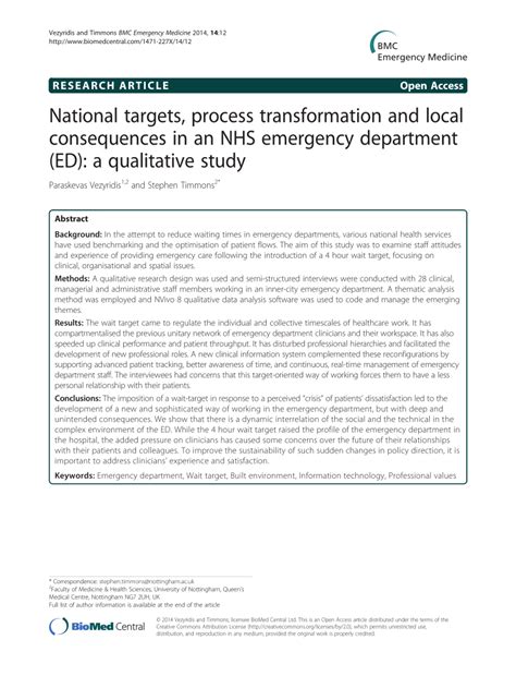 Pdf National Targets Process Transformation And Local Consequences