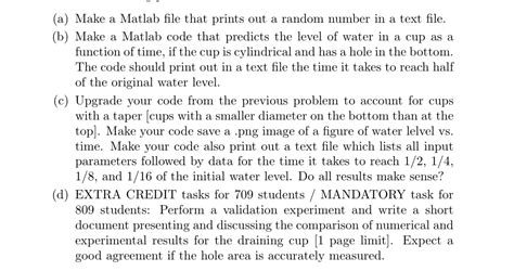 Solved ALL PARTS A Make A Matlab File That Prints Out A Chegg Com