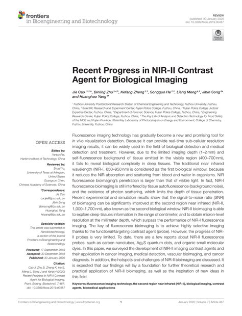 Pdf Recent Progress In Nir Ii Contrast Agent For Biological Imaging