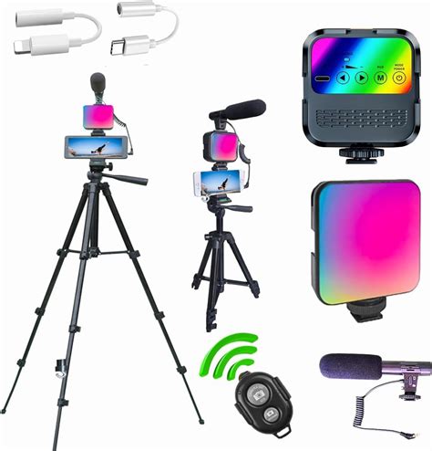 For Iphone Vlogging Kit Vlogging Kit For Android Phone With Rgb Multicolor Light Microphone