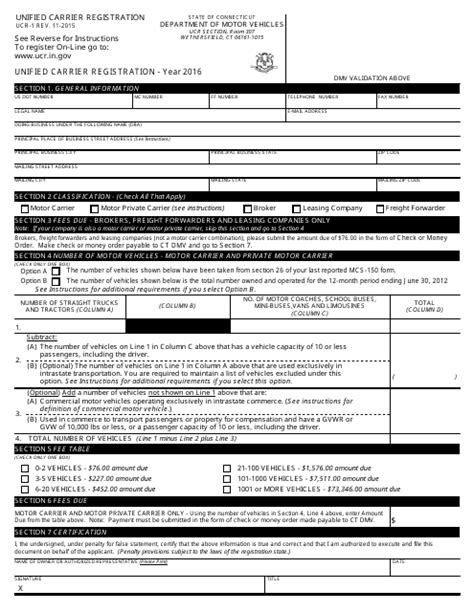 Form UCR 1 Download Fillable PDF Or Fill Online Unified Carrier Registration 2016 Connecticut