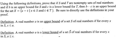solved using the following definitions prove that if s and