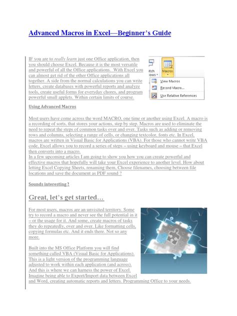 advanced macros in excel beginner s guide great let s get started