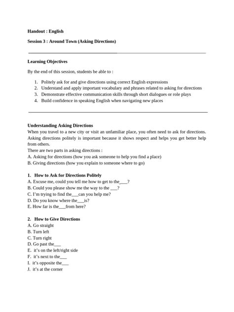 Session 3 Asking Directions Pdf