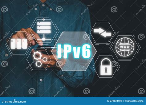 Person Using Smartphone With IPv Icon On Virtual Screen Stock Image Image Of Accessibility