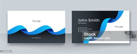 현대 파란색과 검은 색 명함 디자인 템플릿 기업 정체성 개념과 우아한 전문 창의적이고 깨끗한 명함 템플릿 벡터 일러스트레이션 0명에 대한 스톡 벡터 아트 및 기타 이미지