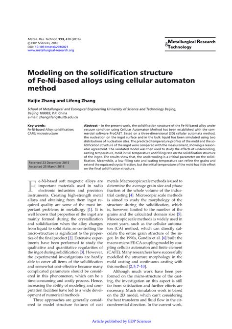 pdf modeling on the solidification structure of fe ni based alloys